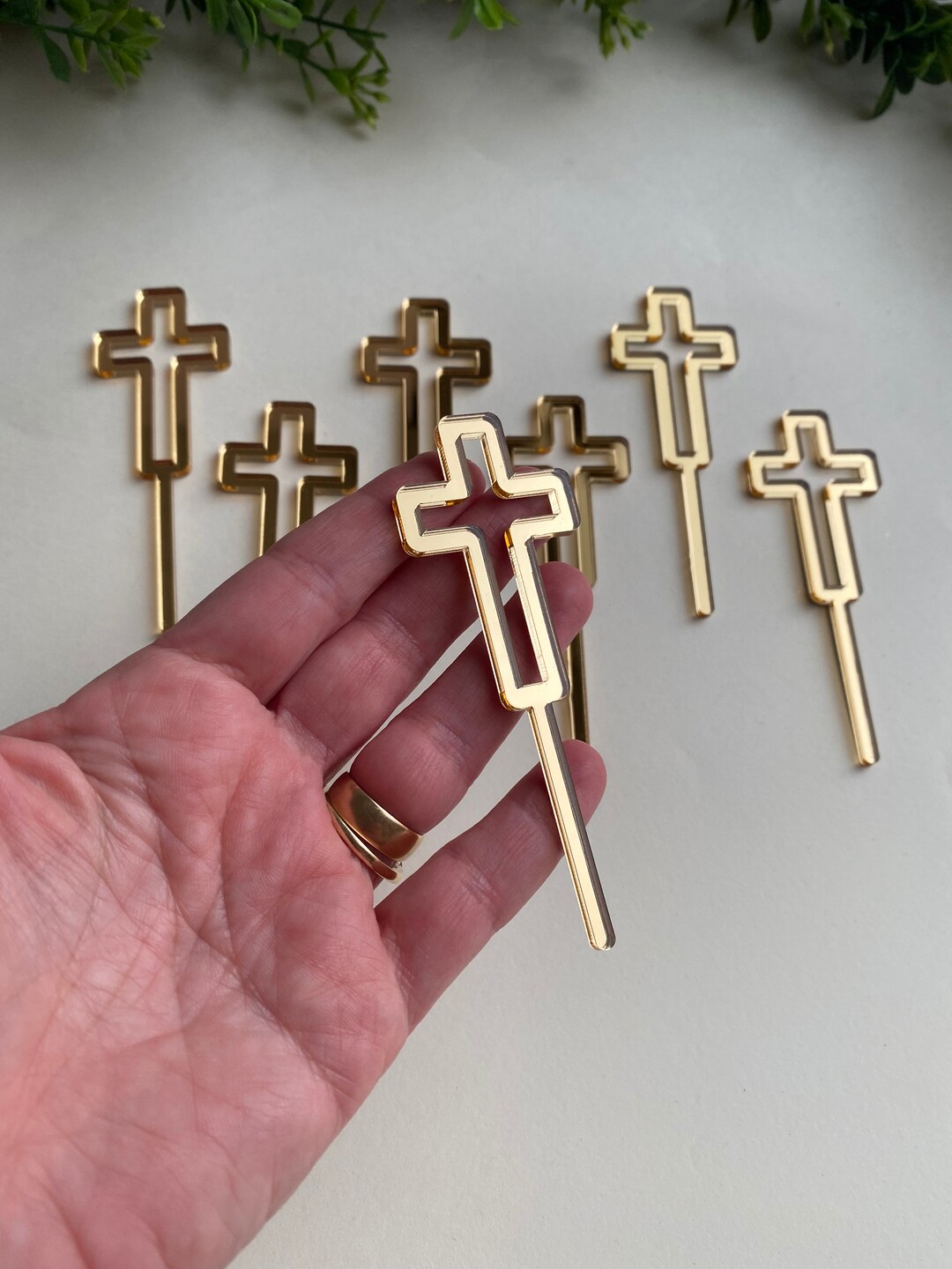 Set of Outline Crosses Unique Cup Cake Topper Baptism Cross Christening ...