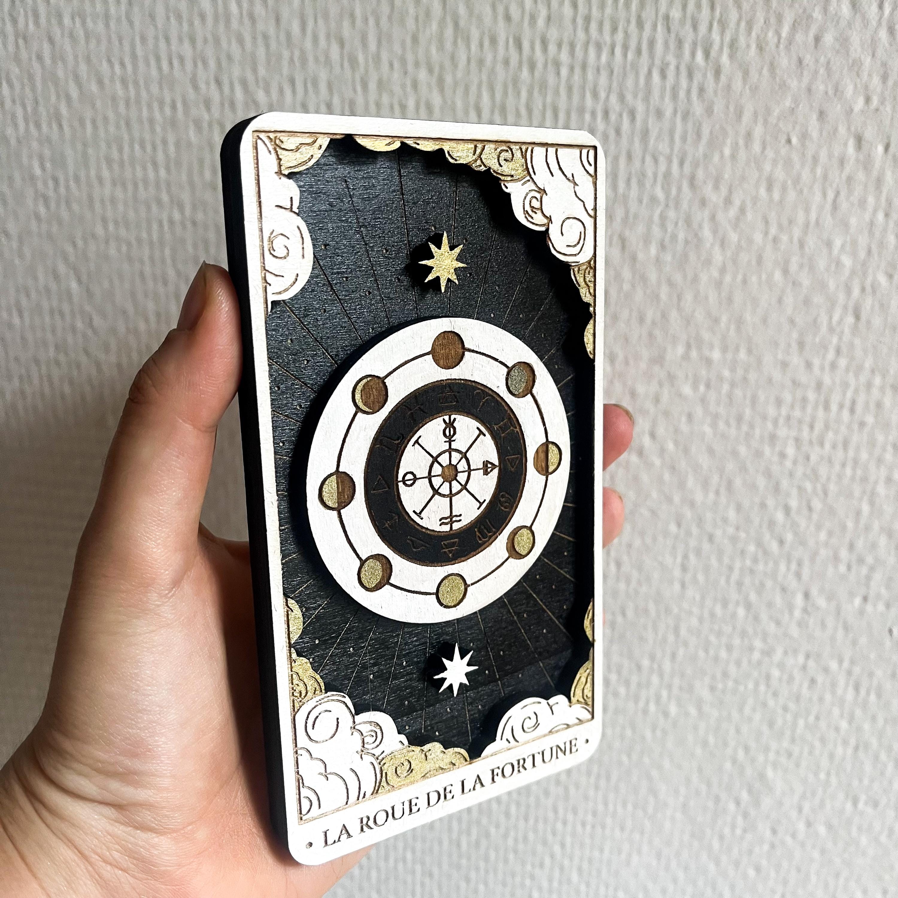 Wooden Tarot Wall Art – Wheel of Fortune Card – Handmade in Paris ...