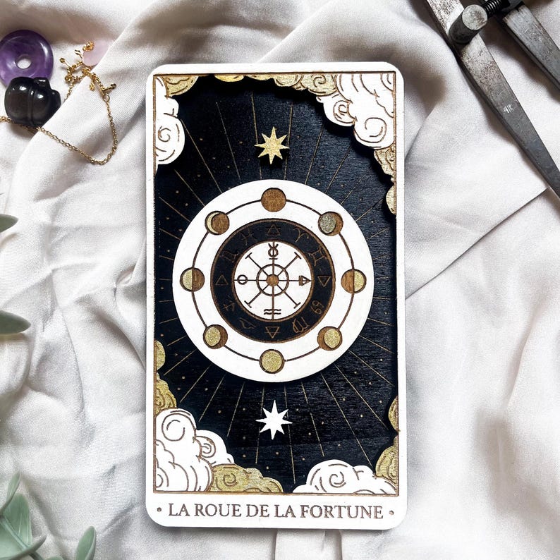 Wooden Tarot Wall Art – Wheel of Fortune Card – Handmade in Paris ...