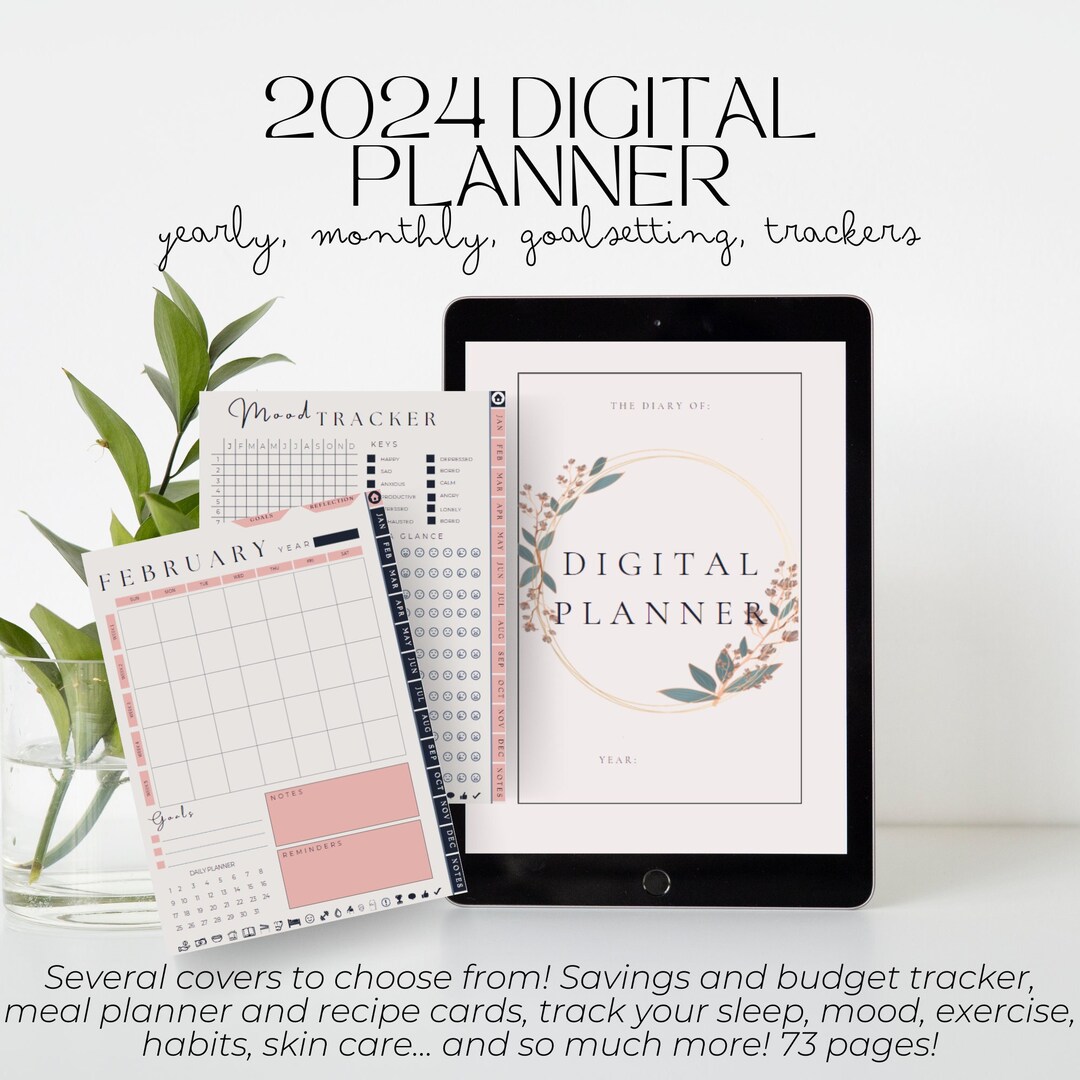 2024 Digital Planner Yearly Monthly Tracker Habits Downloadable ...