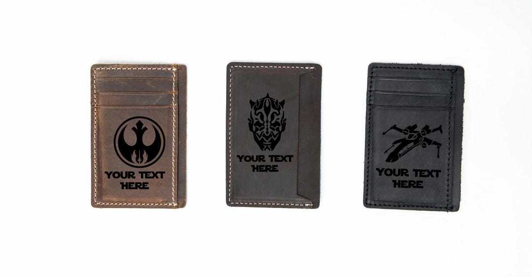 Star Wars Slim Card Holder, Custom Leather Card Holder, Personalized ...