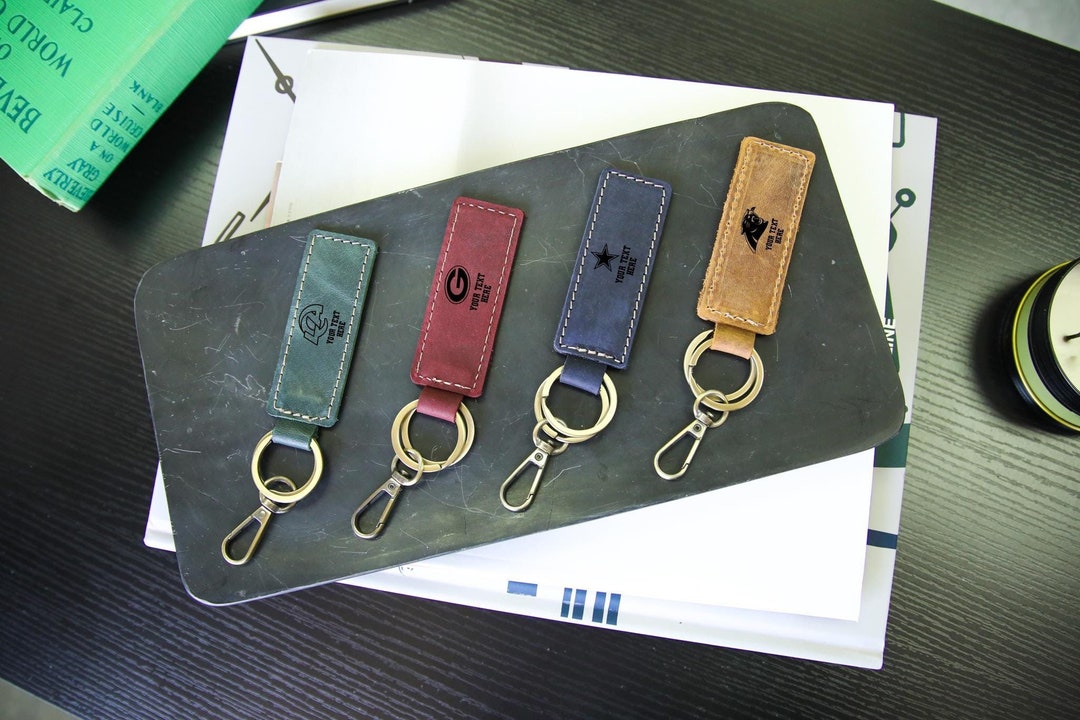 Custom NFL Team Logos Leather Keychain, Custom Genuine Leather Key ...