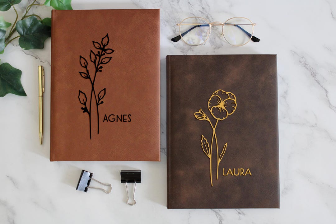 Personalized Vegan Leather Journal, Refillable Custom Notebook Cover ...
