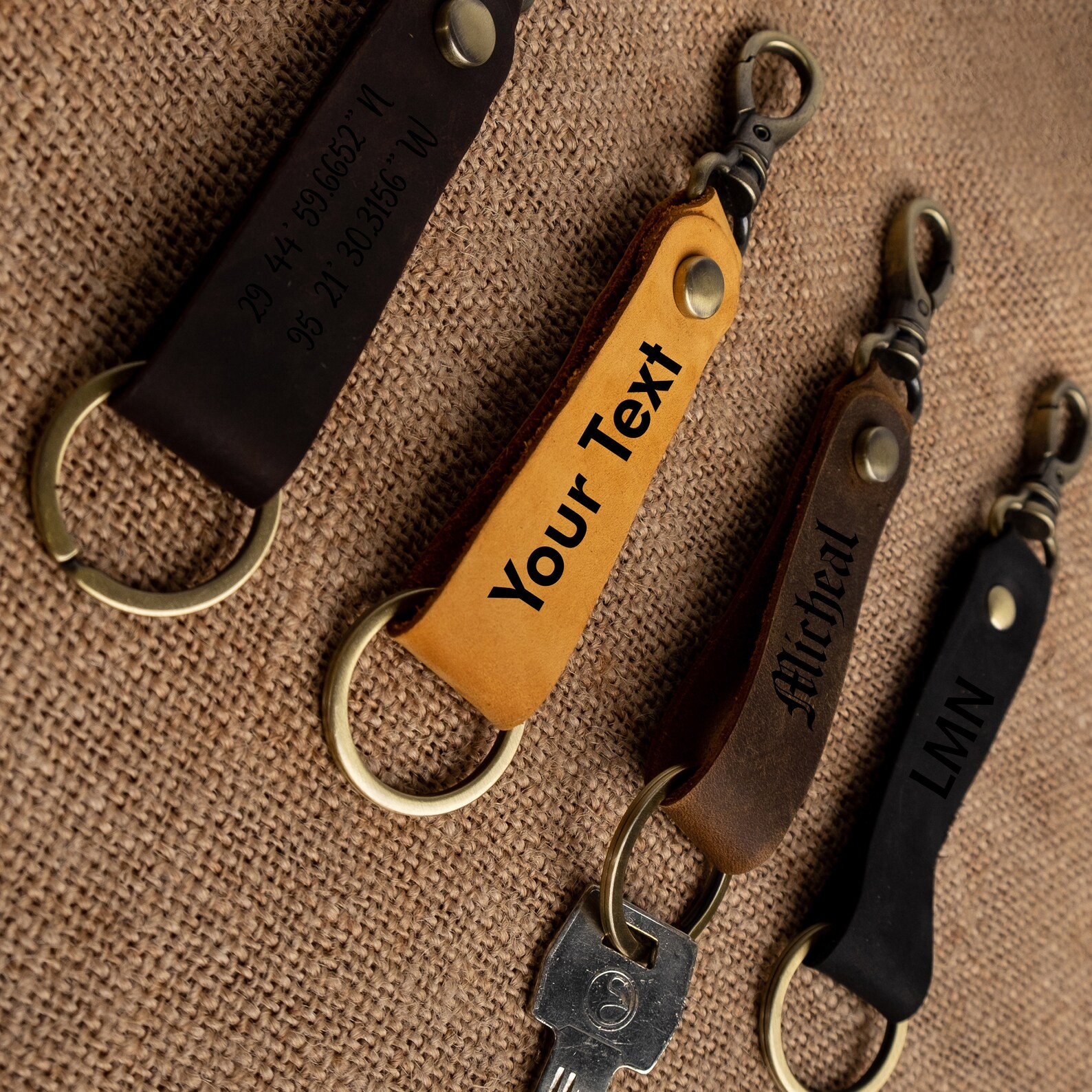 Personalized Leather Keychain, Customized Key Chain, Custom Leather Key ...