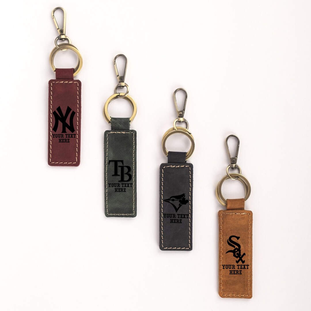 Custom MLB Teams Leather Keychain, Baseball Teams Keychain, Genuine ...