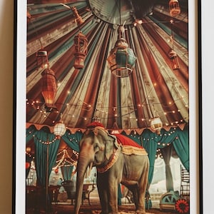 Vintage Circus Elephant Poster, Vintage Retro Print, Circus Art ...
