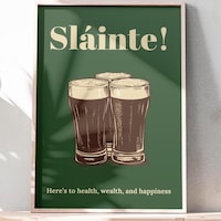 Sláinte Slainte Guinness St Patricks Day Poster Wall Art Print, Irish ...