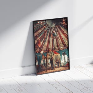 Vintage Circus Elephant Poster, Vintage Retro Print, Circus Art ...