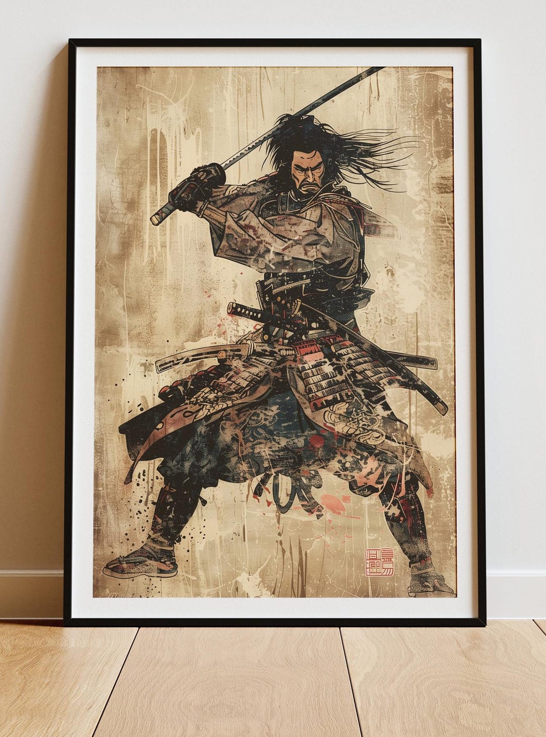 Samurai Warrior Printable Art, Feudal Japan Digital Wall Decor, Bushido ...