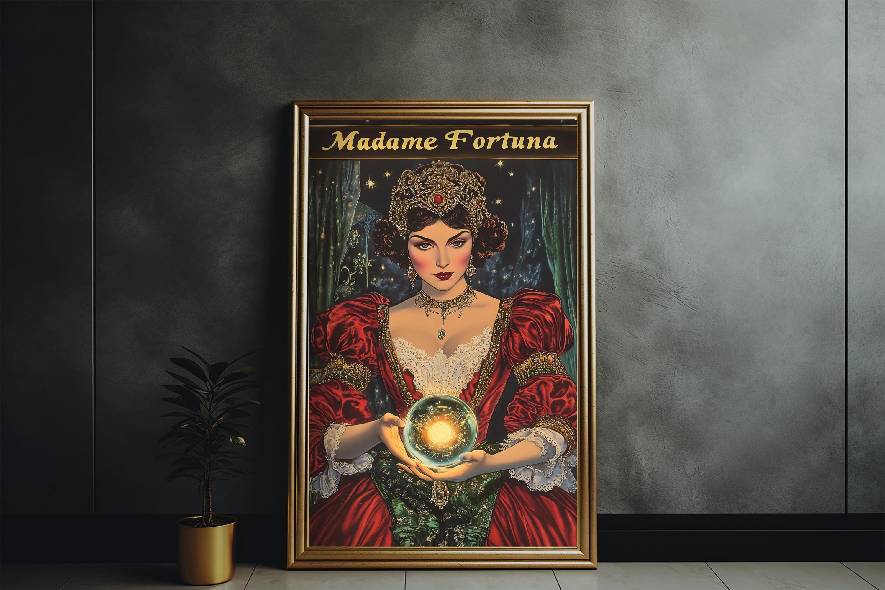 Vintage Fortune Teller Art Print | Mystical Crystal Ball Poster ...