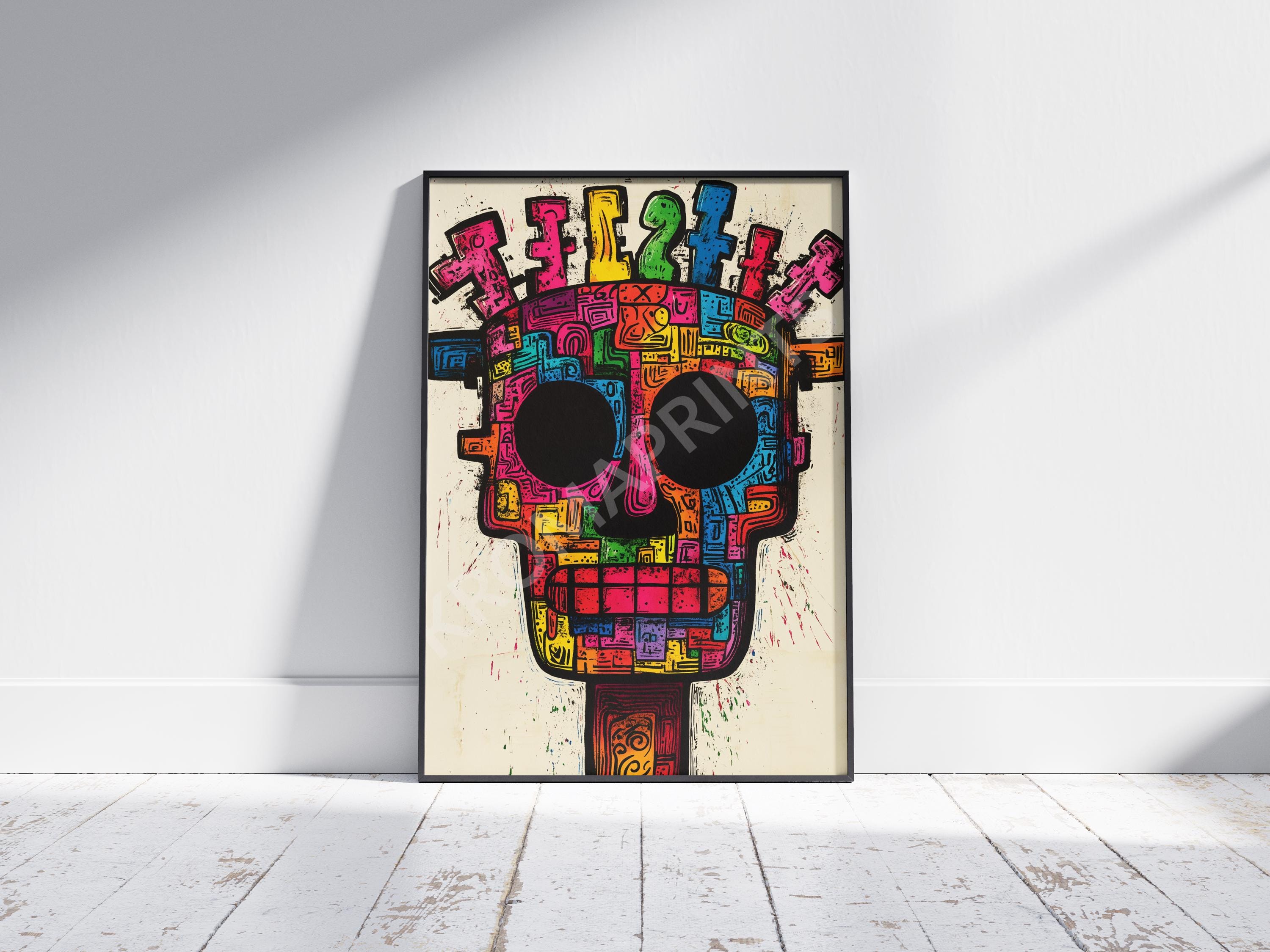 Keith Haring Inspired Skull Art Print, Day of the Dead Decor (digital ...