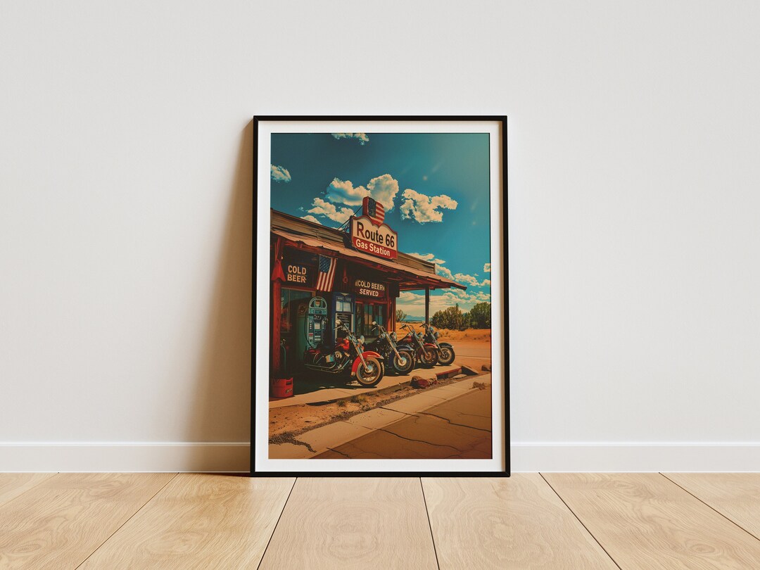Vintage American Route 66 Bike Trip Wall Decor PRINTABLE Wall Art ...