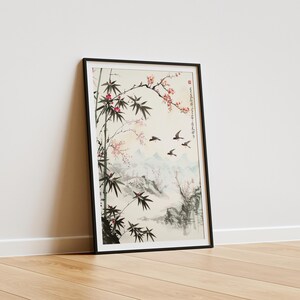 Chinese Bamboo Art Print, Zen Bird Painting, Feng Shui Decor - Etsy