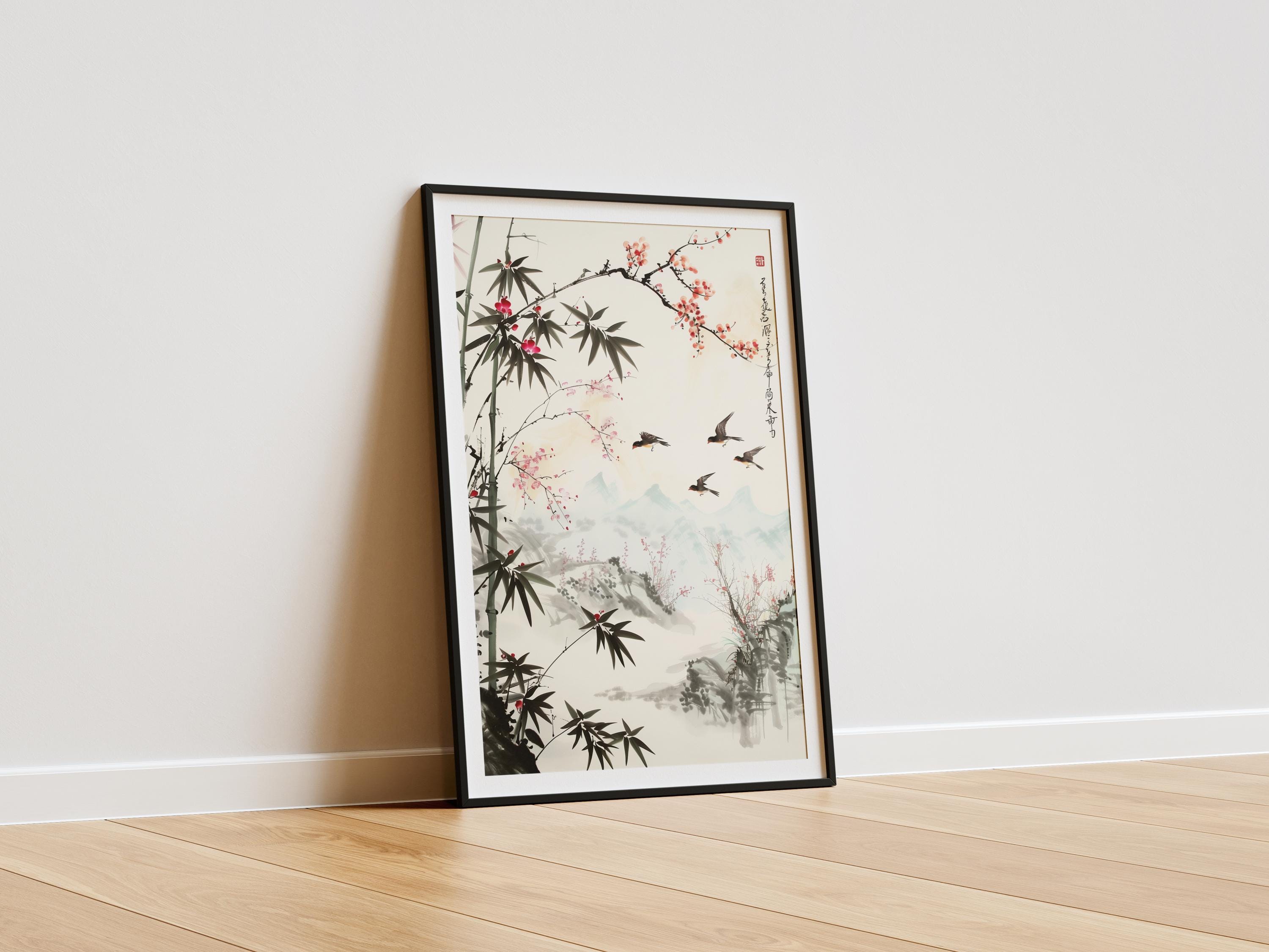 Chinese Bamboo Art Print, Zen Bird Painting, Feng Shui Decor - Etsy