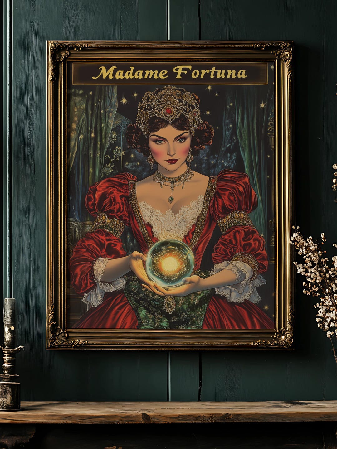 Vintage Fortune Teller Art Print | Mystical Crystal Ball Poster (printable) - Etsy