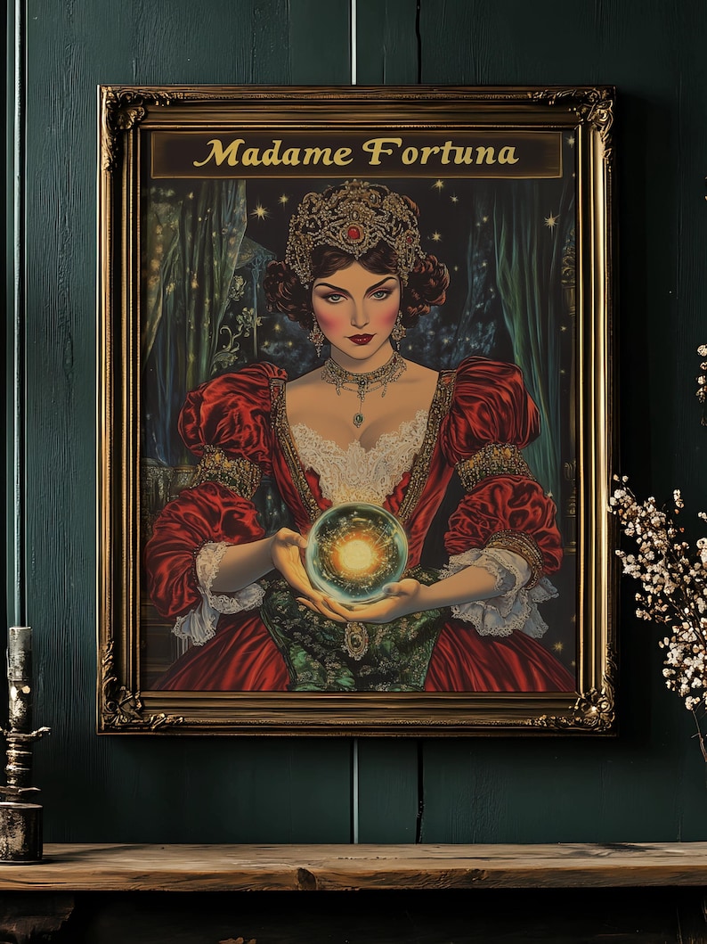 Vintage Fortune Teller Art Print | PRINTABLE | Mystical Crystal Ball ...