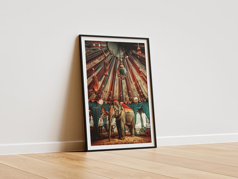 Vintage Circus Elephant Poster, Vintage Retro Print, Circus Art ...