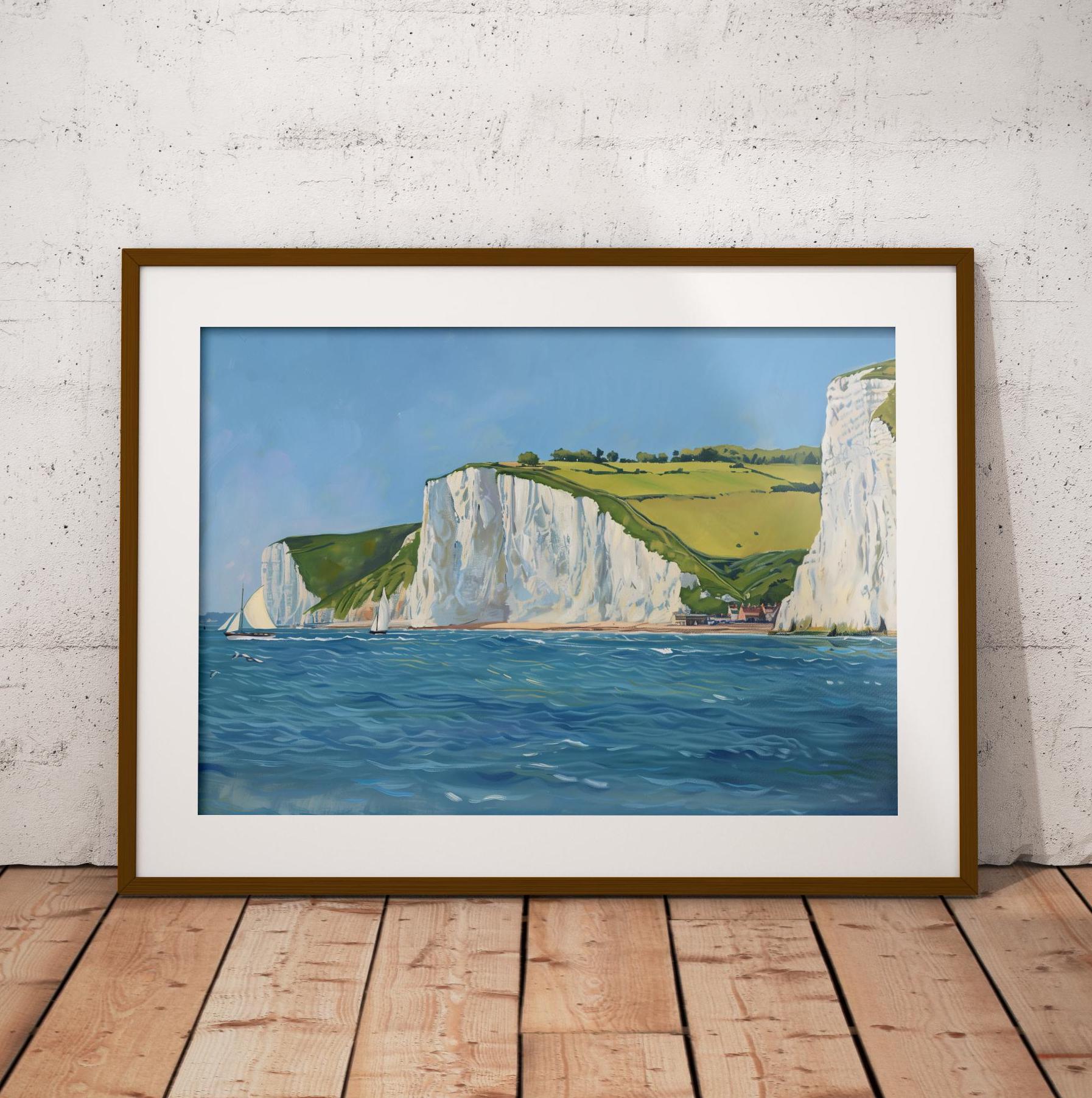 White Cliffs of Dover Coastal Painting British Seaside Wall Art ...