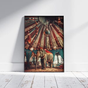 Vintage Circus Elephant Poster, Vintage Retro Print, Circus Art ...
