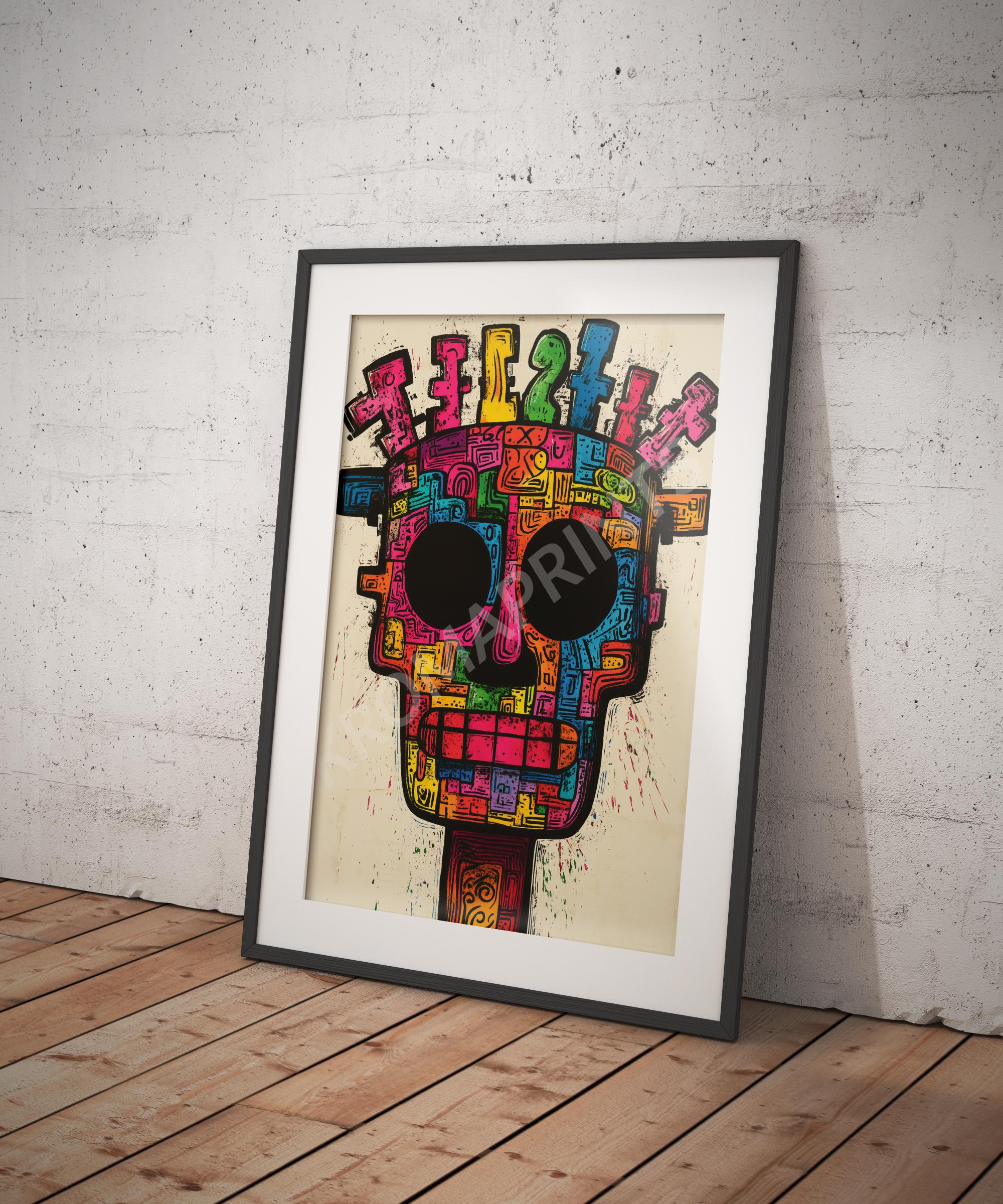 Keith Haring Inspired Skull Art Print, Day of the Dead Decor (digital ...