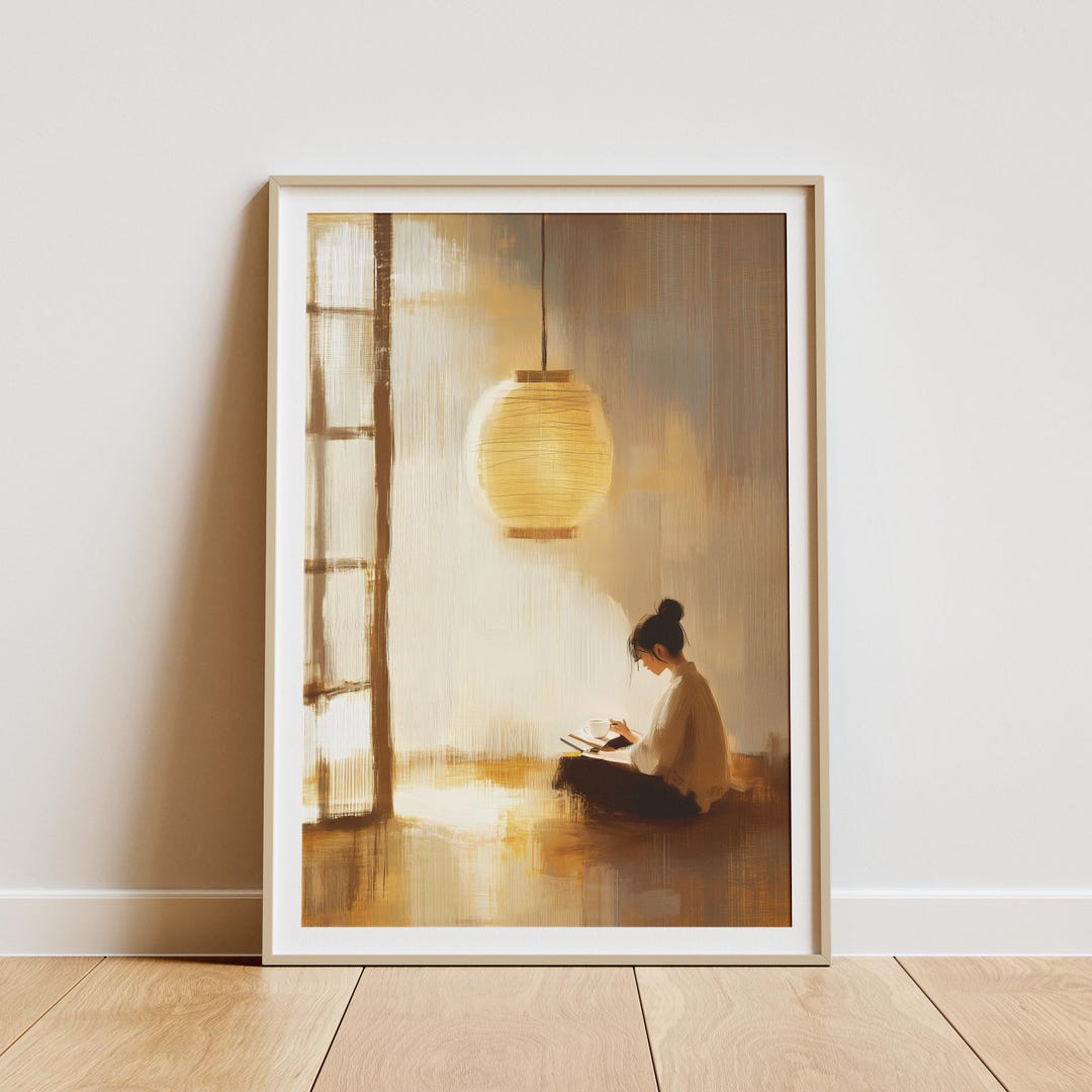 Minimalist Woman Reading Poster Cozy Floor Reading Nook Art Boho ...