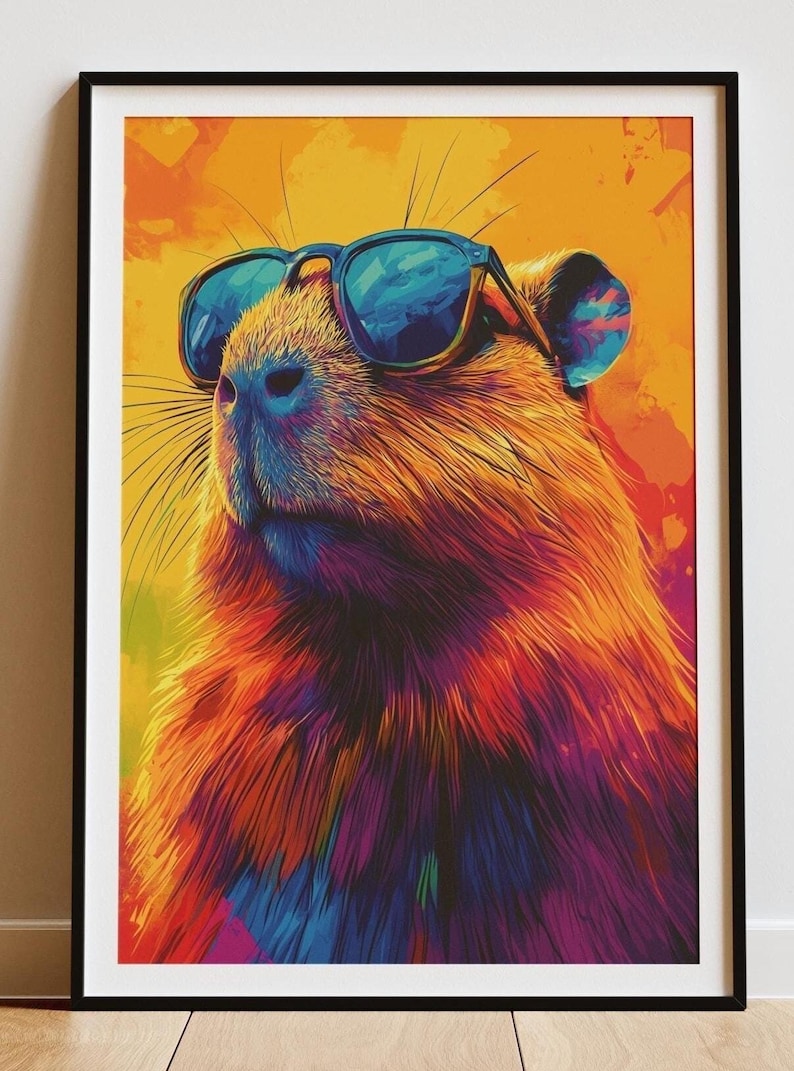 Cool Capybara Wall Art - Colorful Pop Art Poster - Funky Animal Print ...