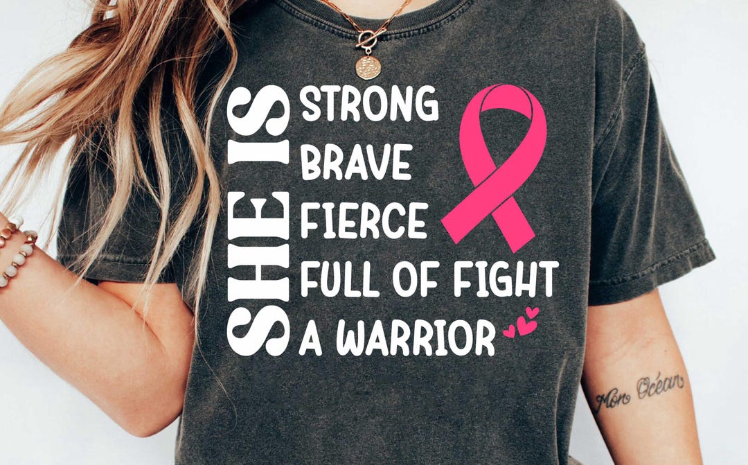 Breast Cancer SVG, She is Strong Brave Full of Fight A Warrior PNG ...