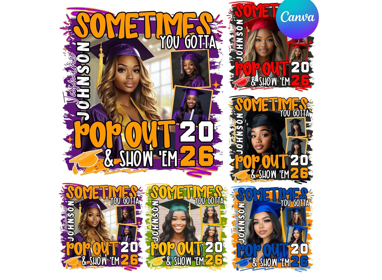 Graduation Insert Photo Editable Canva Template, Pop Out and Show Em ...