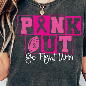 Pink Out Football SVG & PNG, Fight Cancer Pink Ribbon Svg, Pink Out Svg ...