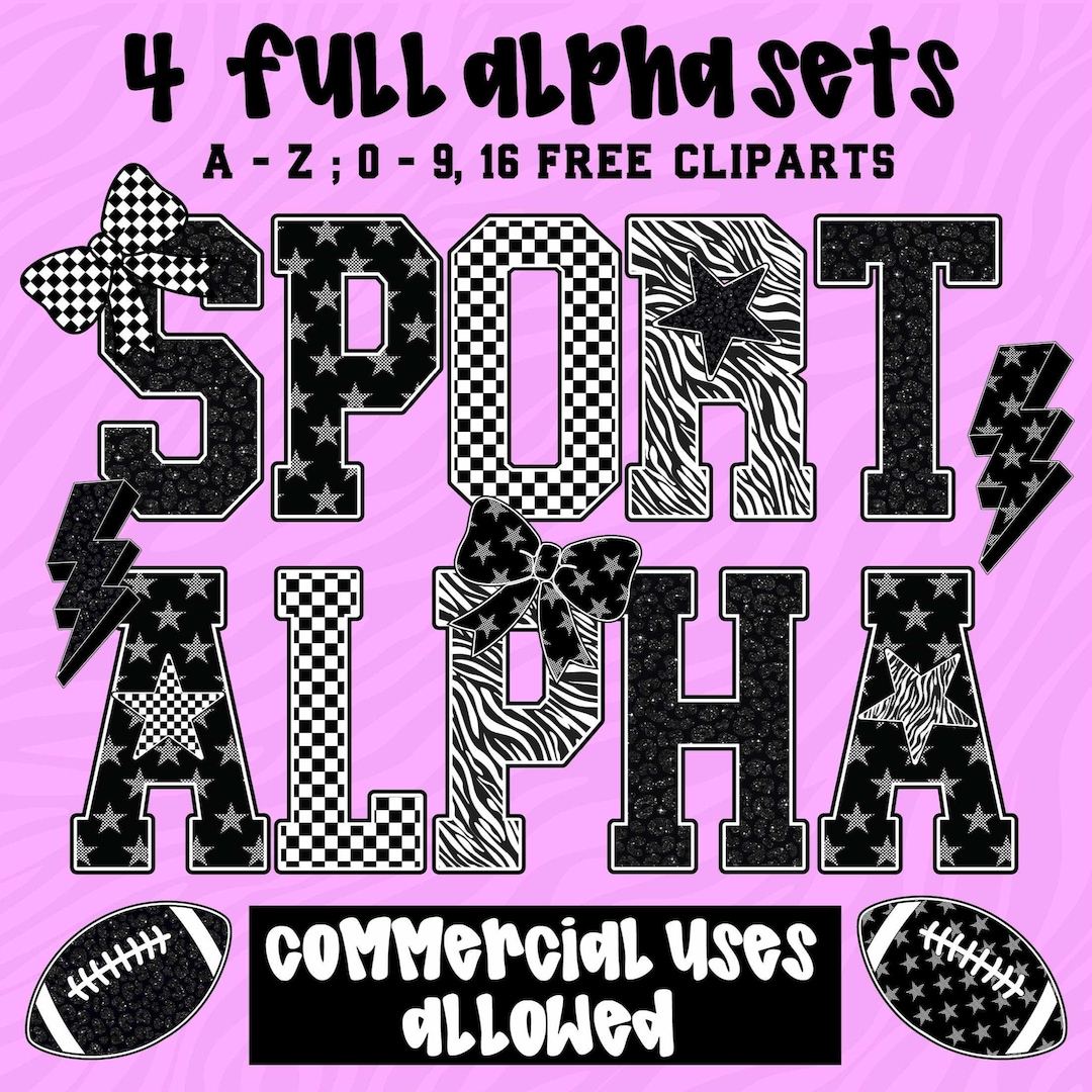 Team Spirit Alphabet Png, 4 Full Set Alpha Varsity Letters Png, Game ...