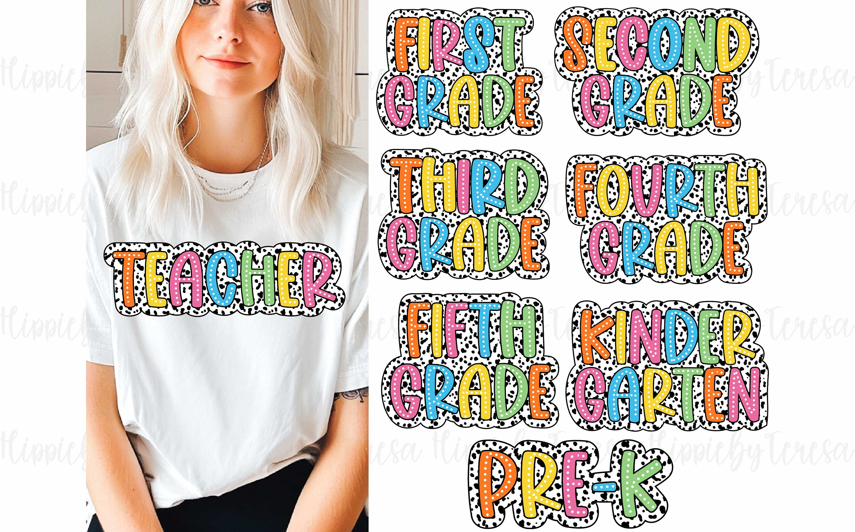 Teacher Dalmatian PNG Bundle, Back to School Png Bundle, First Grade ...