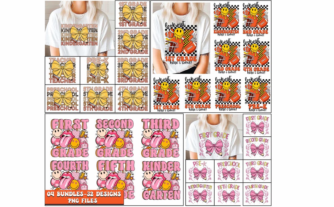 Retro Back to School Png Bundle, Back to School Mega Bundle, Custom ...