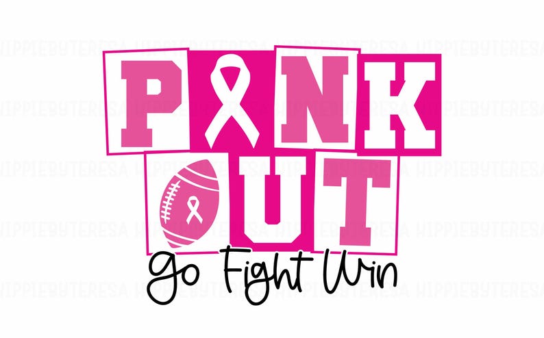 Pink Out Football SVG & PNG, Fight Cancer Pink Ribbon Svg, Pink Out Svg ...