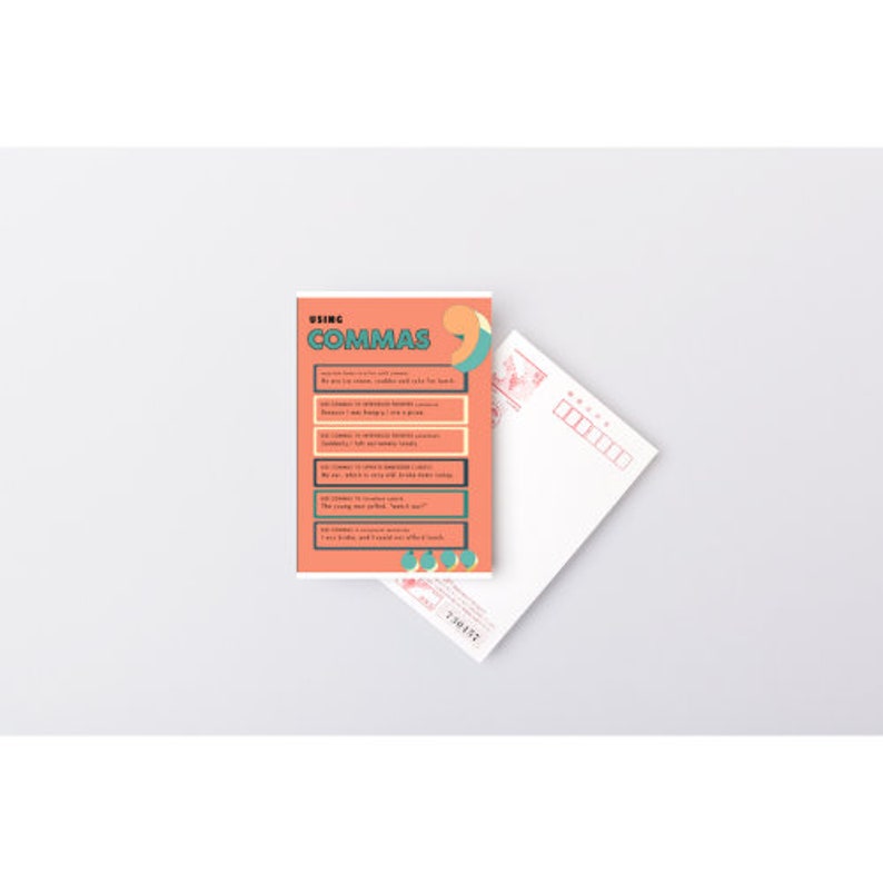 Use of Commas English Grammar for Homeschool, English Classroom Poster ...