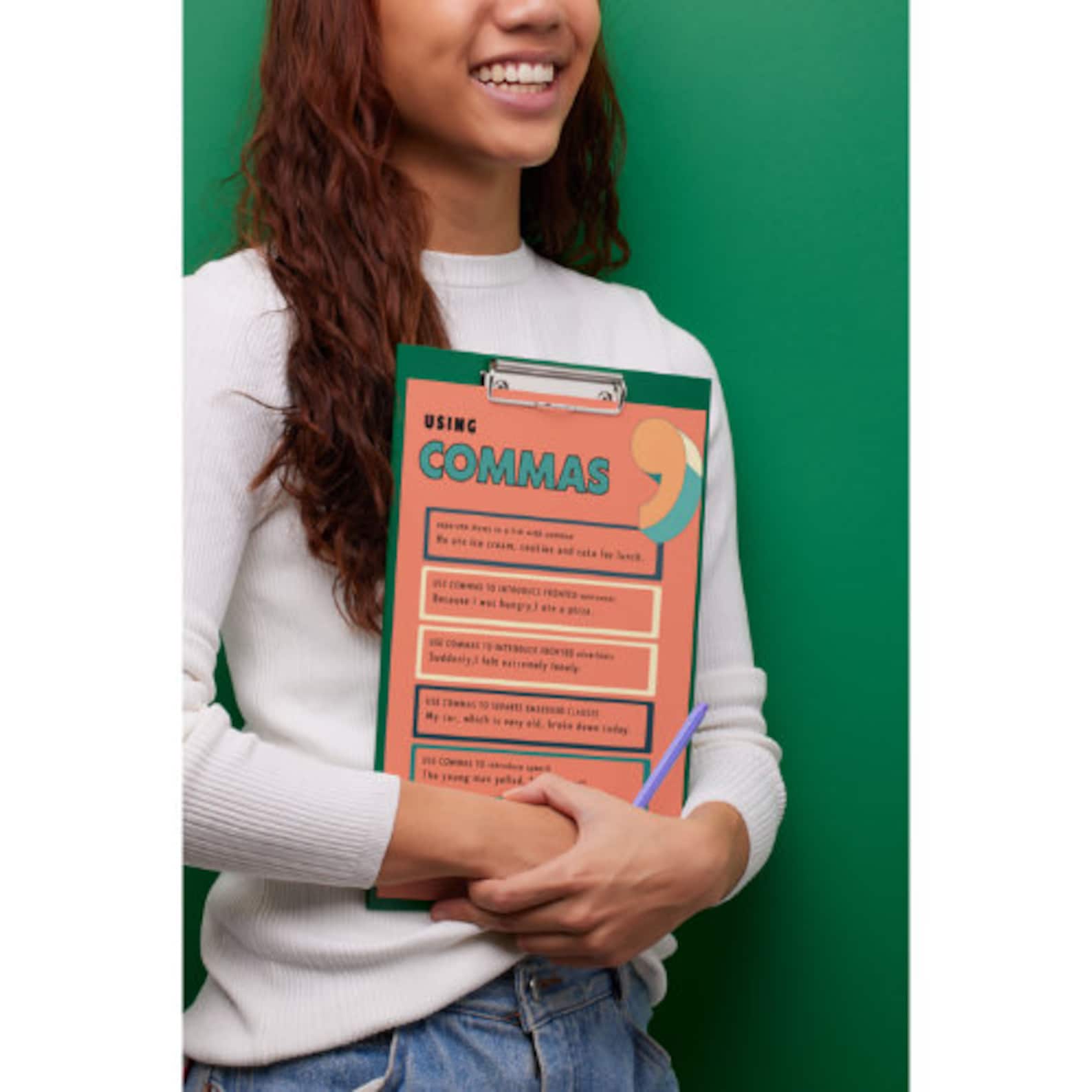 Use of Commas English Grammar for Homeschool, English Classroom Poster ...