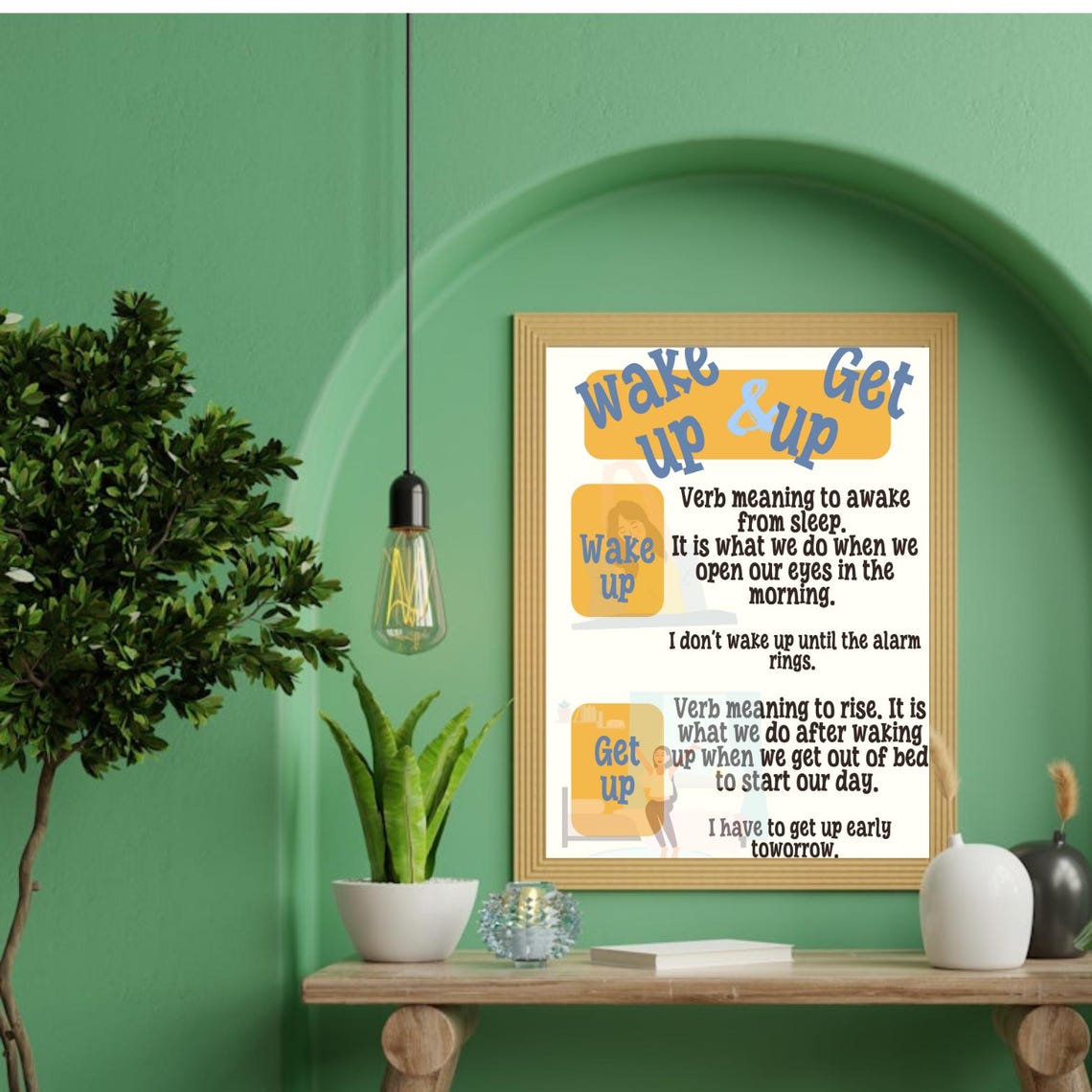 English Poster: Learning the Difference Between "wake Up" and "get Up ...