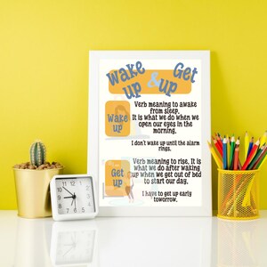 English Poster: Learning the Difference Between "wake Up" and "get Up ...