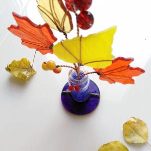 Stained Glass Decoration With Maple and Autumn Leaves, Glass Leaf Sun ...