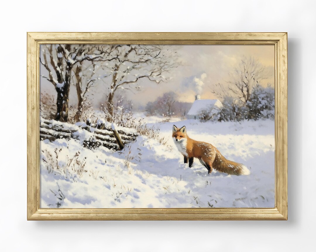 Winter Fox: Snowy Winter Landscape Print, Fox in Winter Painting ...