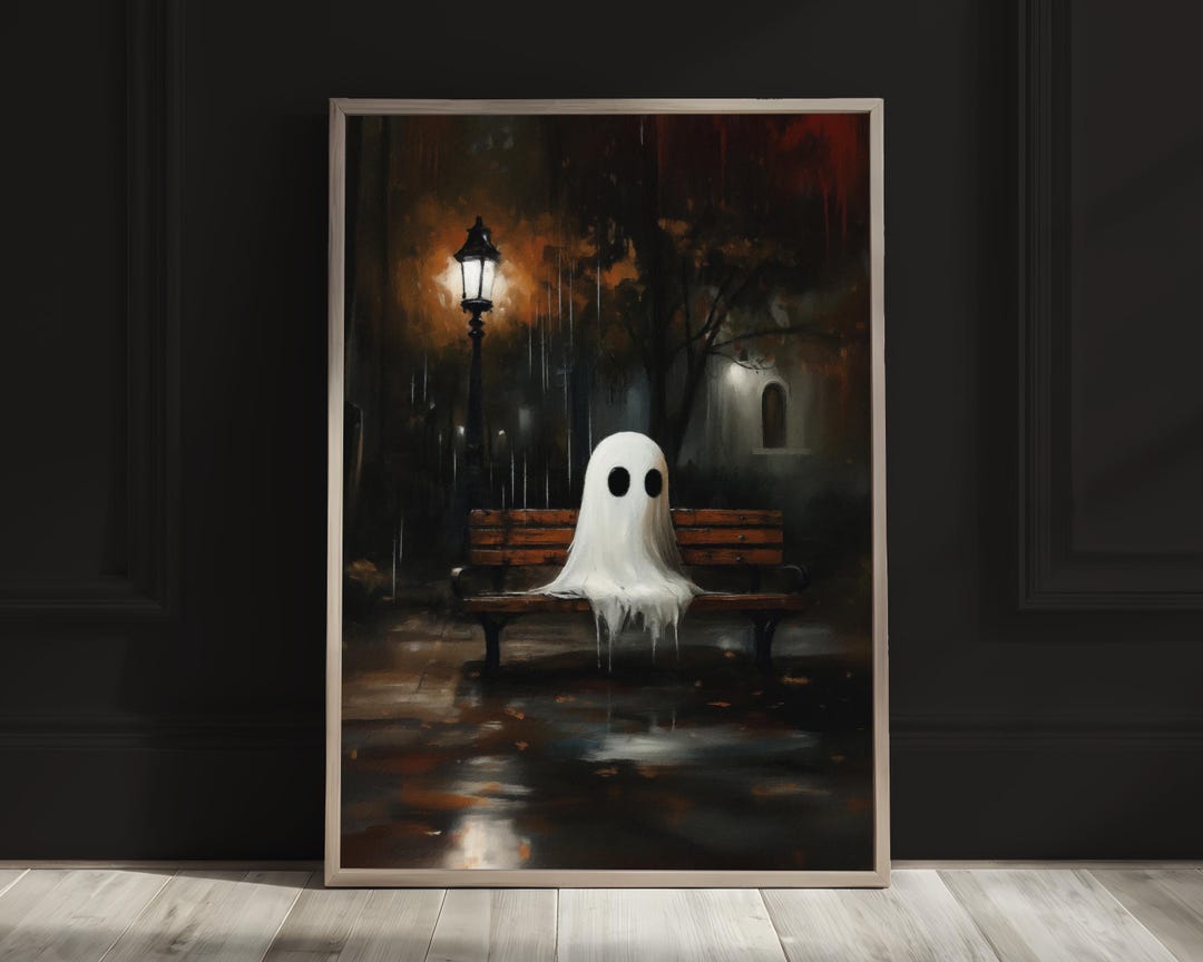 Barry in the Rain: Vintage Ghost Painting Halloween Decor, Dark ...