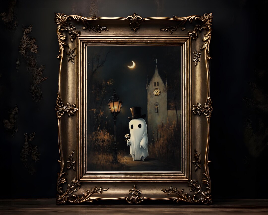 Ghosted: Cute Ghost Painting, Printable Halloween Wall Art Ghost Poster ...