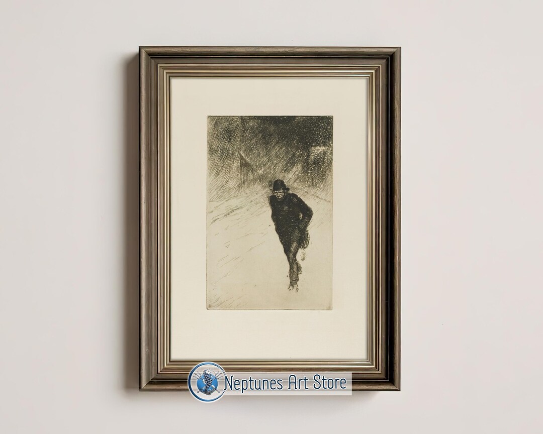 The Vagabond: Antique Sketch Art Print, Vintage Pencil Drawing, Neutral ...