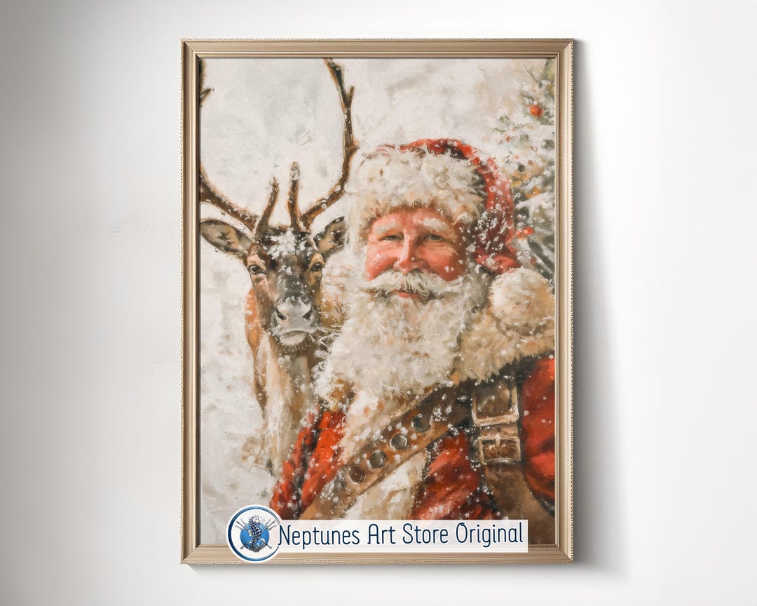 Santa Selfie: Cute Santa Claus Painting, Santa and Rudolph Festive ...