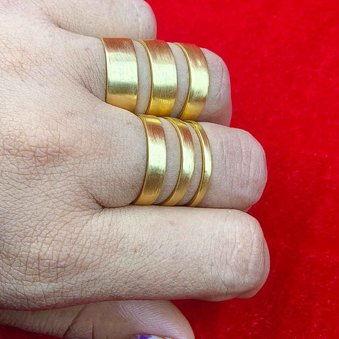 14K Solid Yellow Gold FLAT MATTE Wedding Ring,plain Wedding Band for Woman and Man,handmade ...