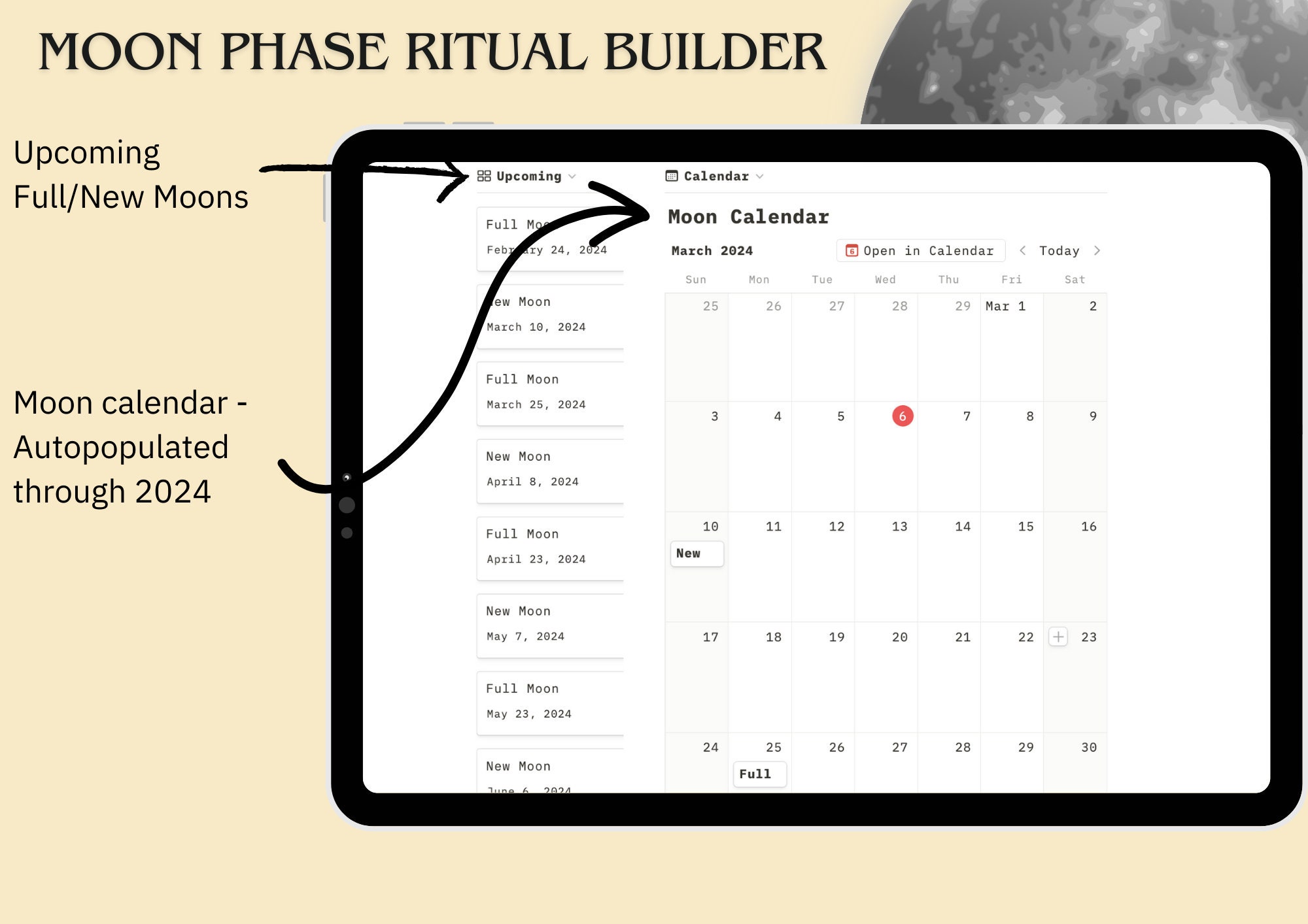 Notion Template Moon Phase Ritual Builder, Journal & Calendar | Moon ...
