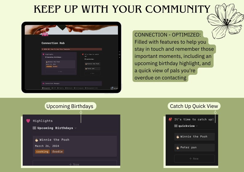 Notion Template Connection Hub | Personal CRM | Relationship Planner ...