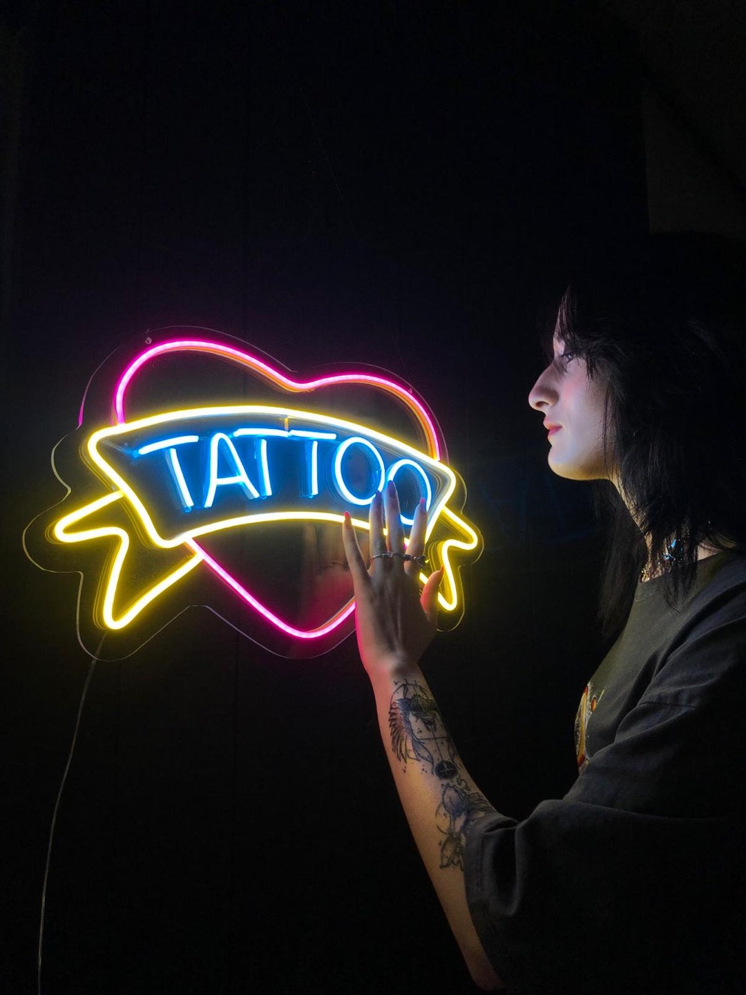 Tattoo Neon Sign, Tattoo Heart, Tattoo Neon Sign Custom LED, Tattoo ...