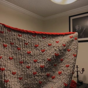 Chunky Knit Heart Blanket - Etsy