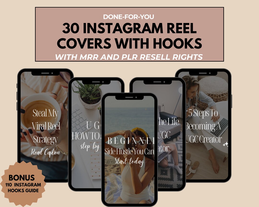 30 Instagram Reel Covers With Hooks for Faceless Digital Marketing, UGC ...