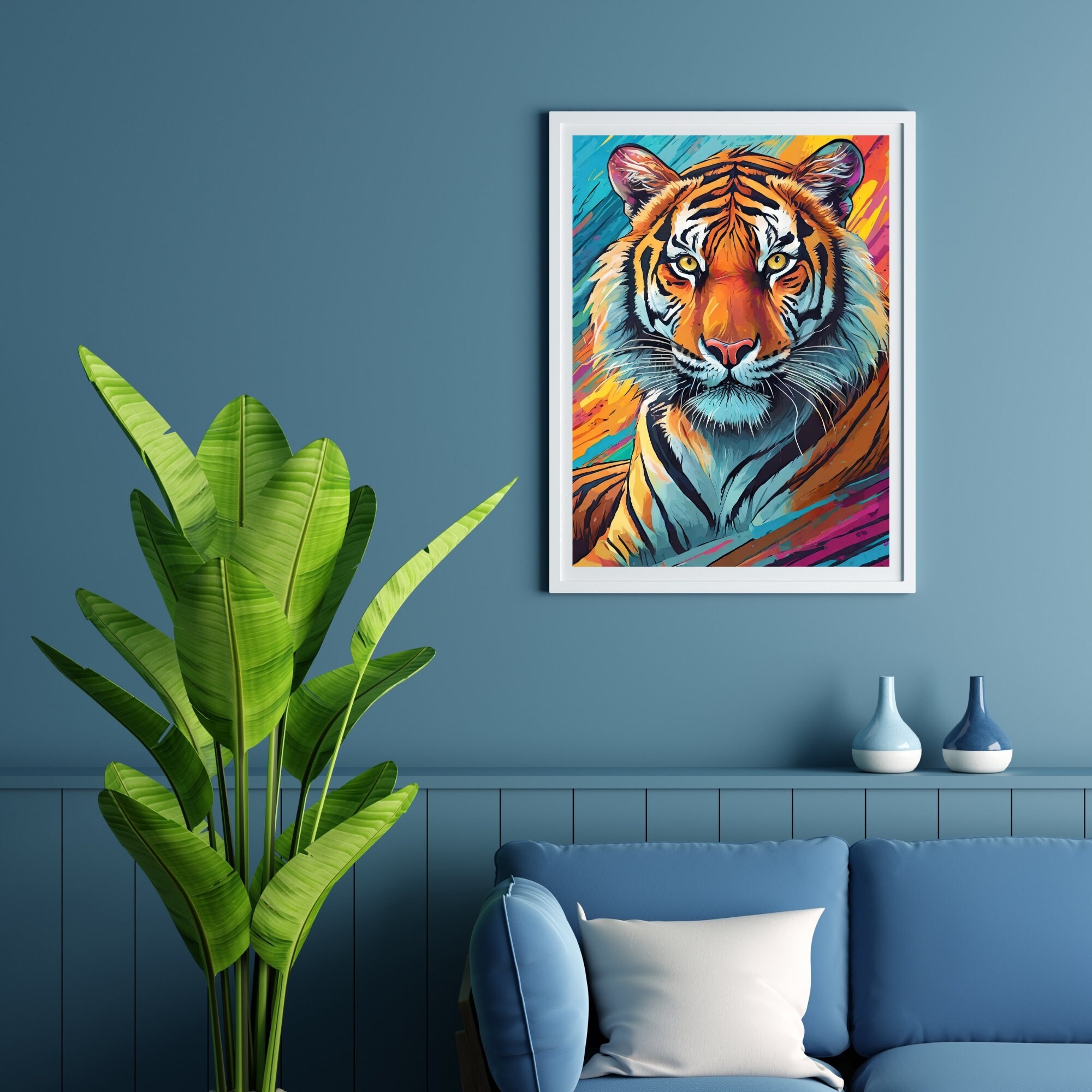 Colorful Tiger, Tiger Poster, African Animals, Nature Coloring, Etsy ...